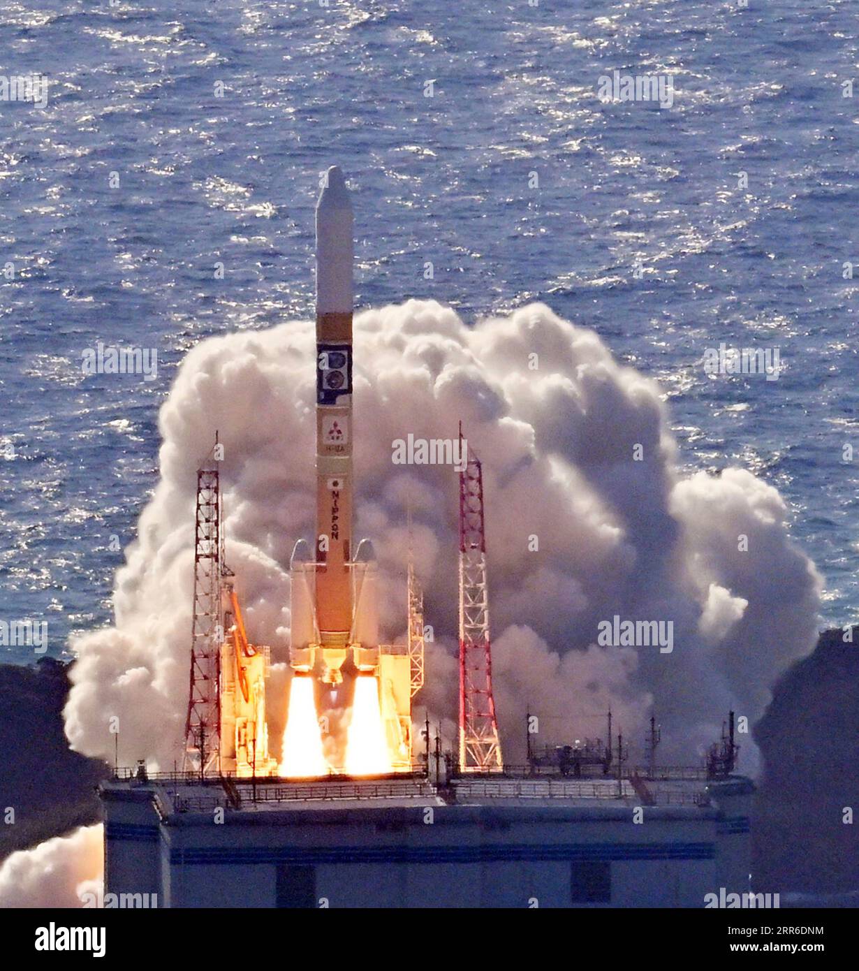 The H-2A rocket launches at Tanagashima Space Center in Minamitane Town ...