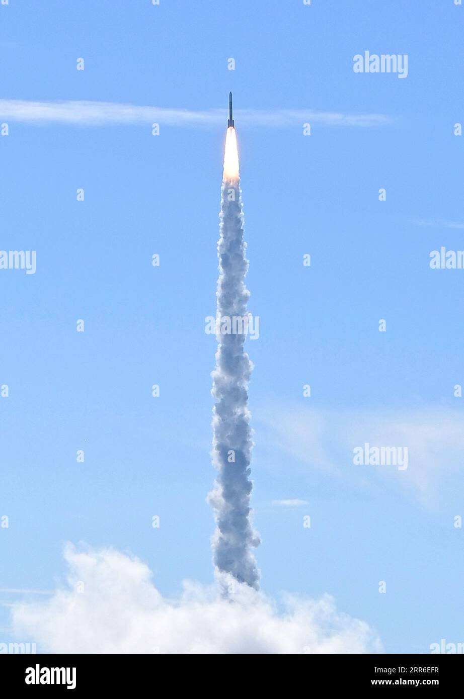 The H-2A rocket launches at Tanagashima Space Center in Minamitane Town ...