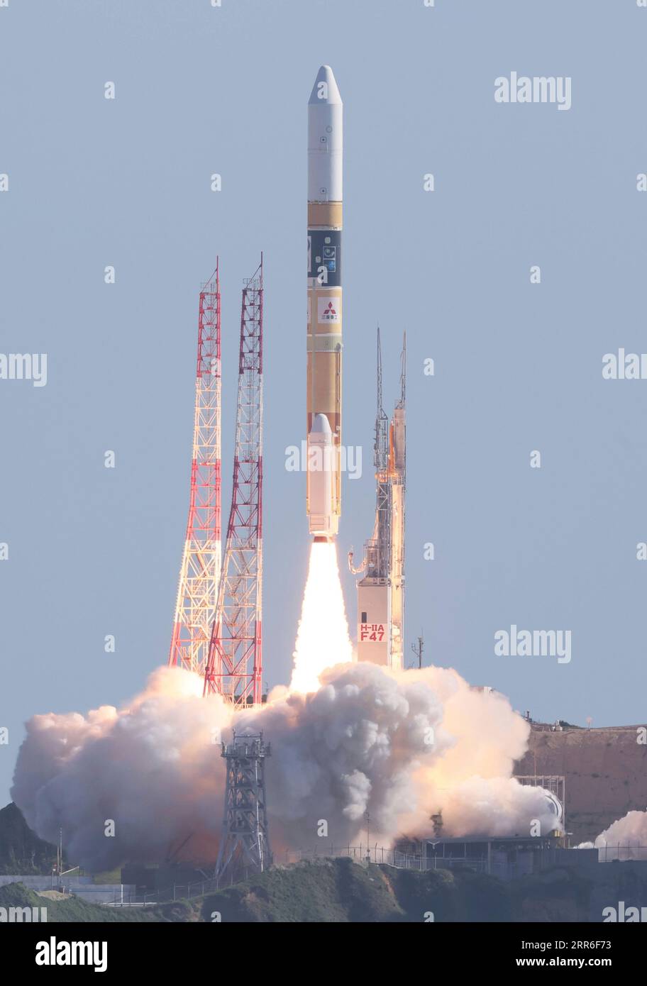 The H-2A rocket launches at Tanagashima Space Center in Minamitane Town ...