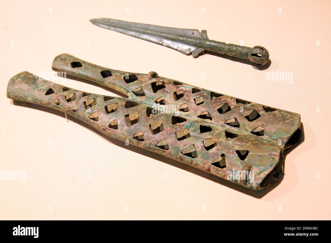 ancient Chinese bronze double sheath dagger, closeup of photo Stock ...