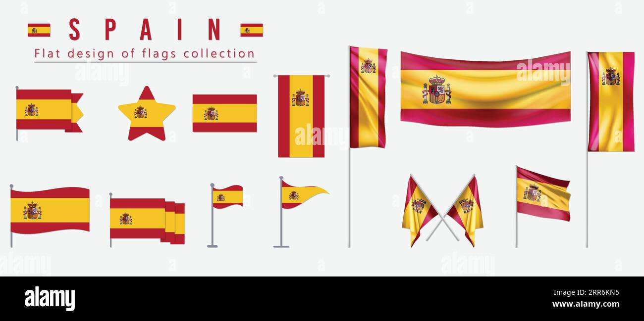 Spain flag, flat design of flags collection Stock Vector Image & Art ...