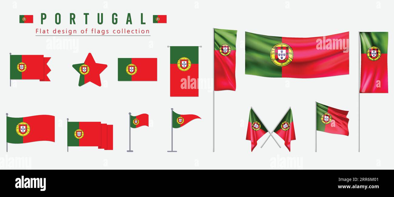 Portugal flag, flat design of flags collection Stock Vector Image & Art ...