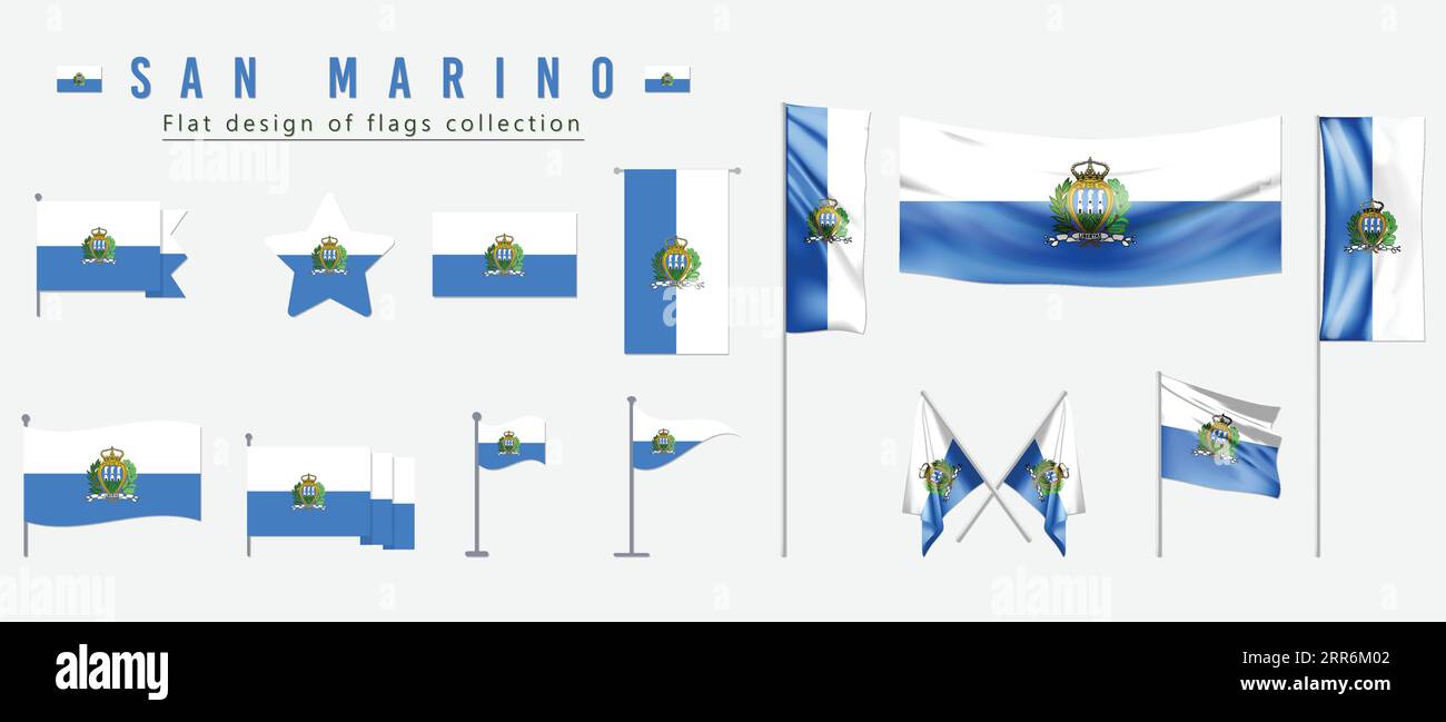 San Marino flag, flat design of flags collection Stock Vector Image ...