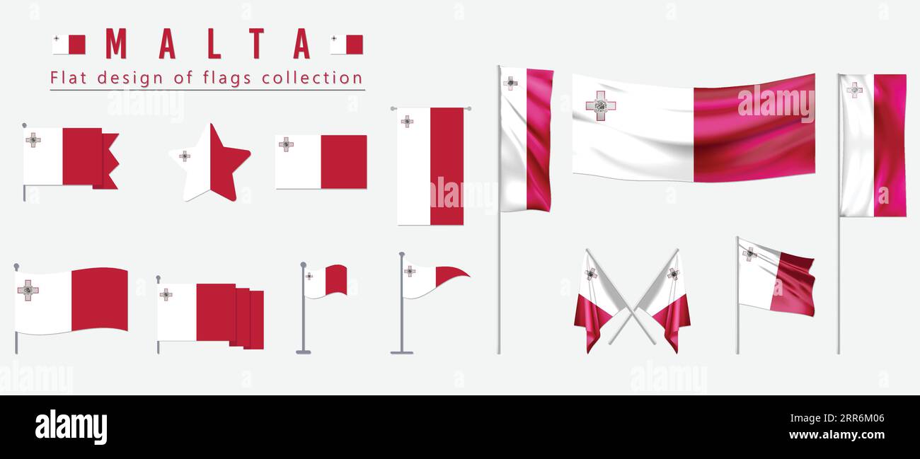 Malta flag, flat design of flags collection Stock Vector Image & Art ...