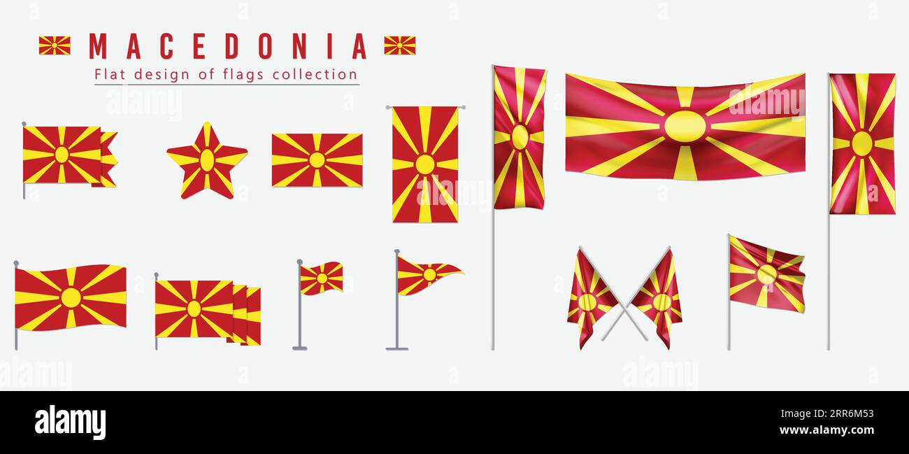 Macedonia flag, flat design of flags collection Stock Vector Image ...