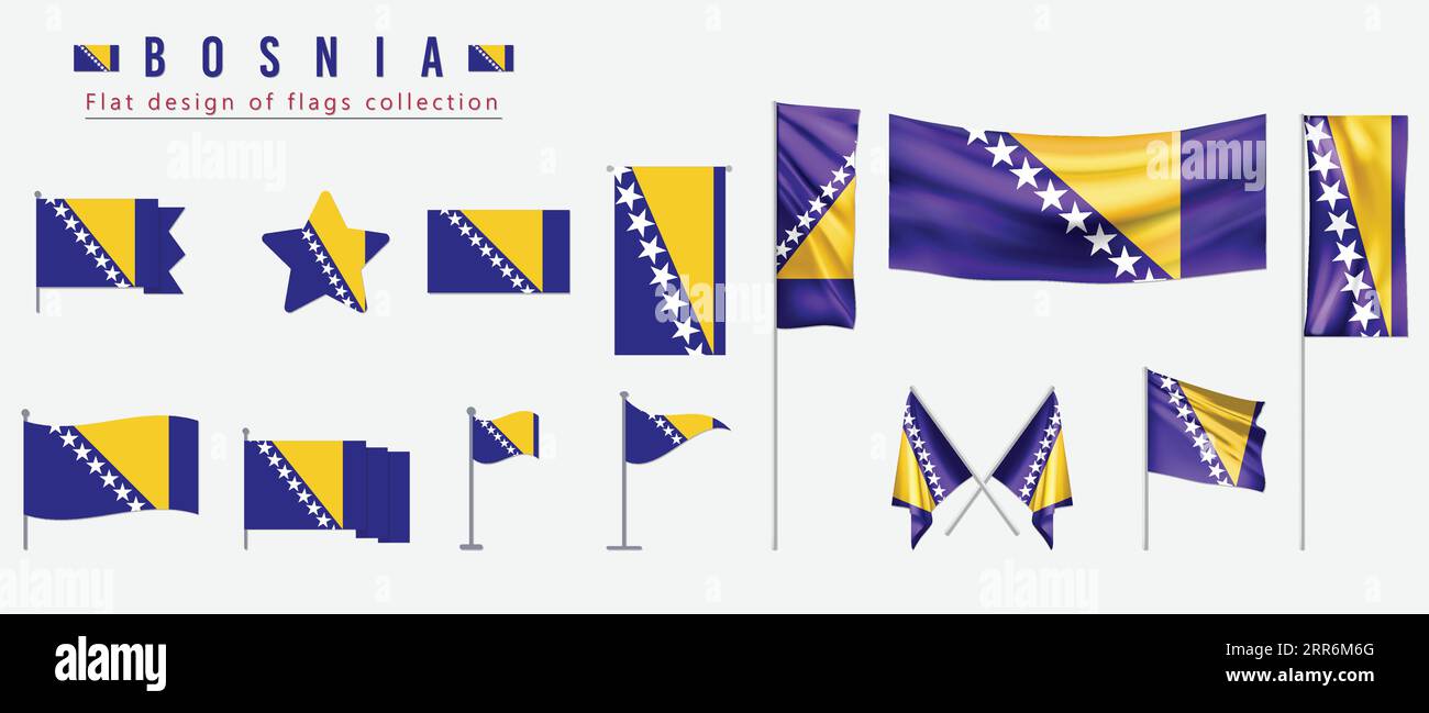 Bosnia flag, flat design of flags collection Stock Vector Image & Art ...