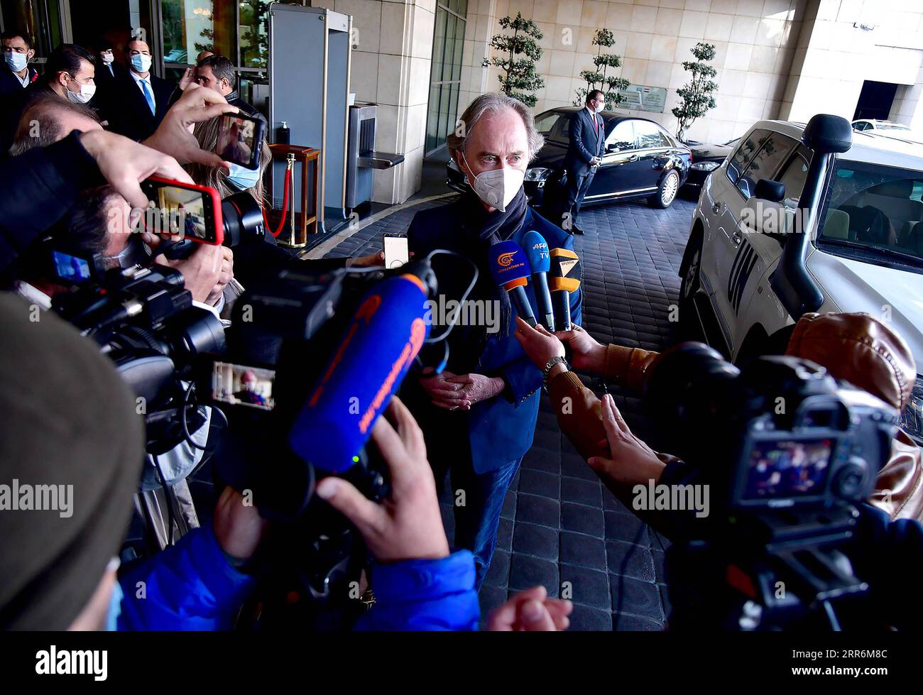 210222 -- DAMASCUS, Feb. 22, 2021 -- UN special envoy to Syria Geir ...