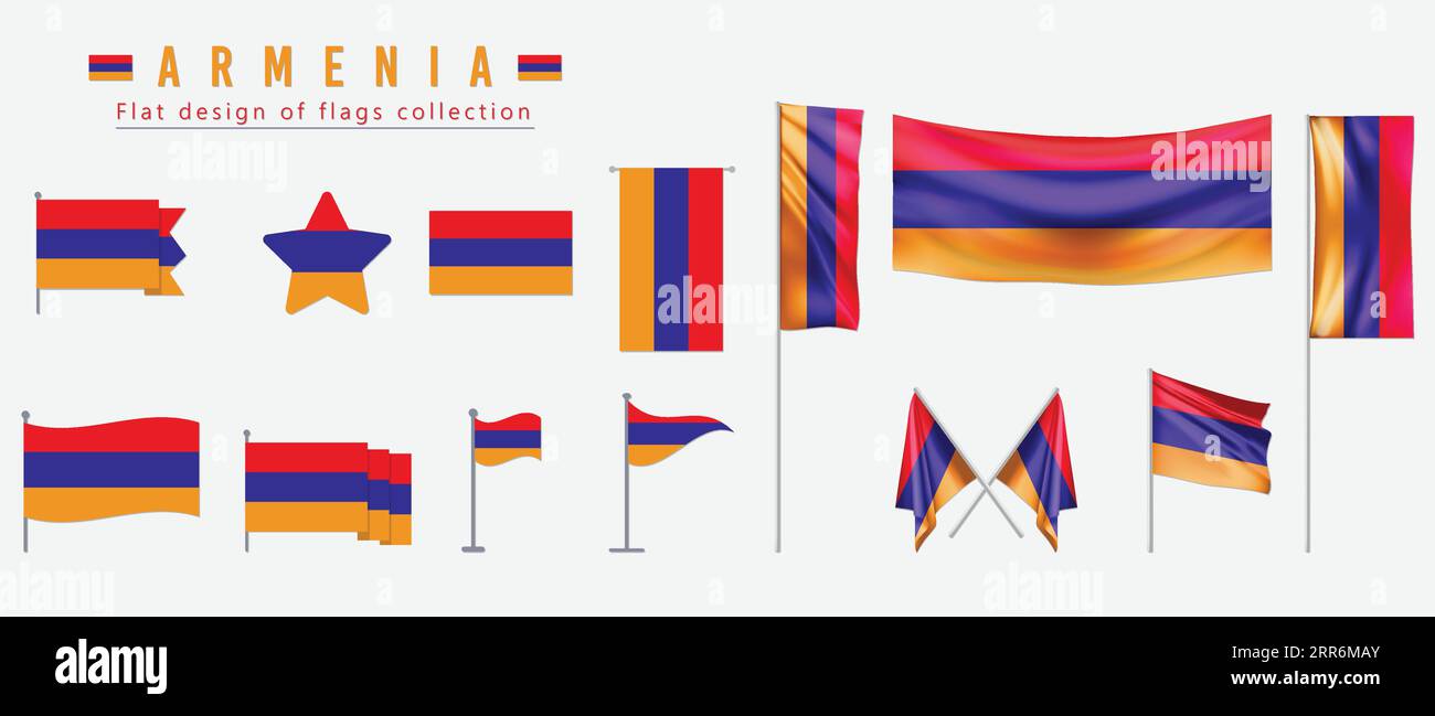 Armenia flag, flat design of flags collection Stock Vector Image & Art ...