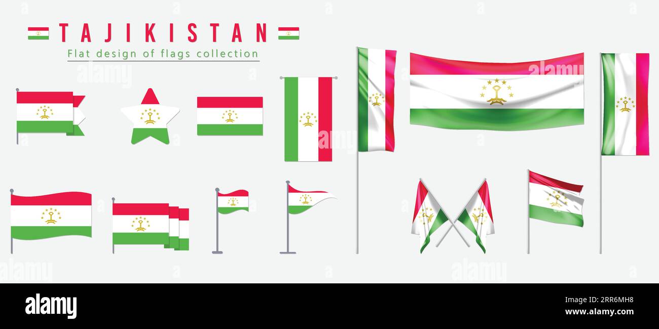 Tajikistan flag, flat design of flags collection Stock Vector Image ...