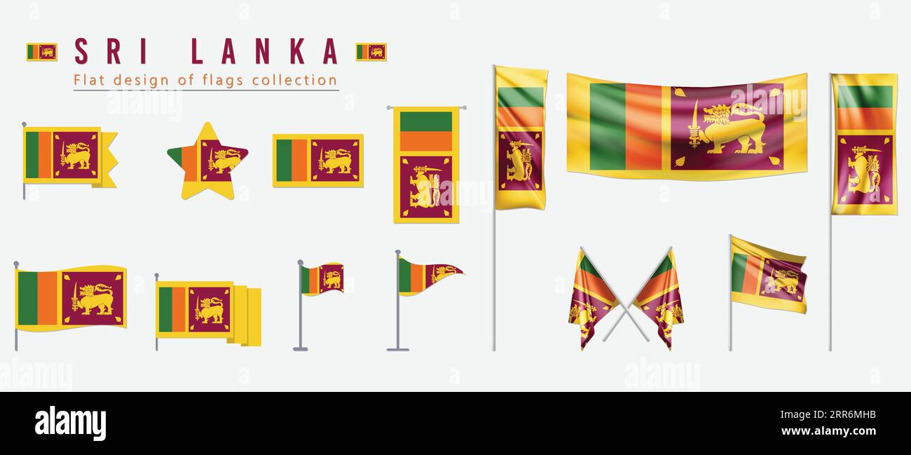Sri Lanka flag, flat design of flags collection Stock Vector Image ...