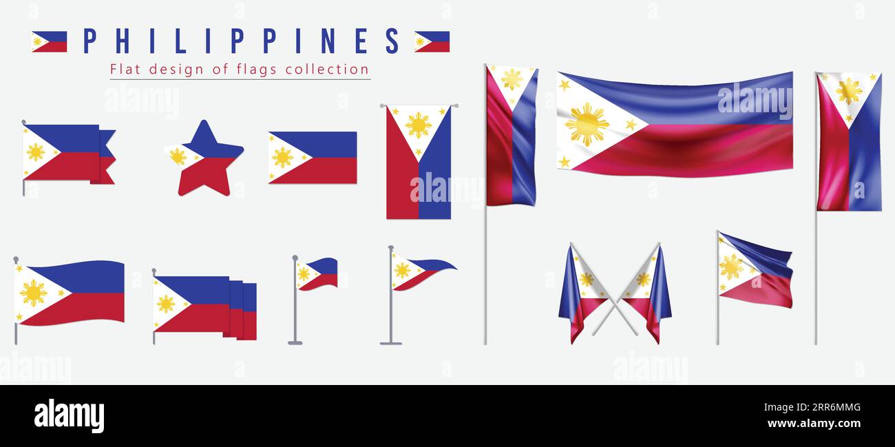 Philippines flag, flat design of flags collection Stock Vector Image ...