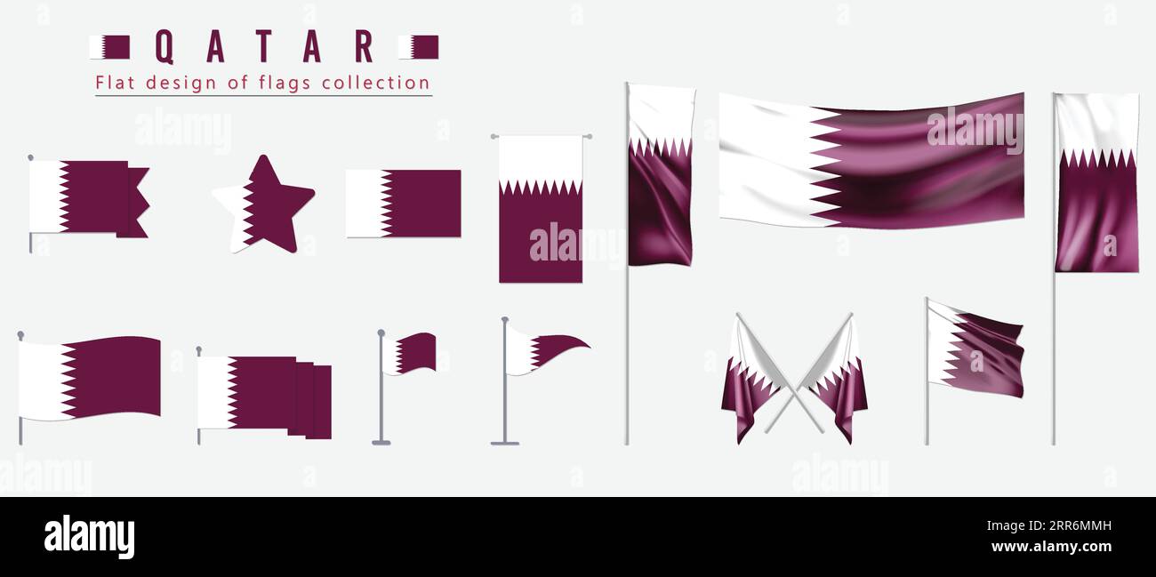 Qatar flag, flat design of flags collection Stock Vector Image & Art ...