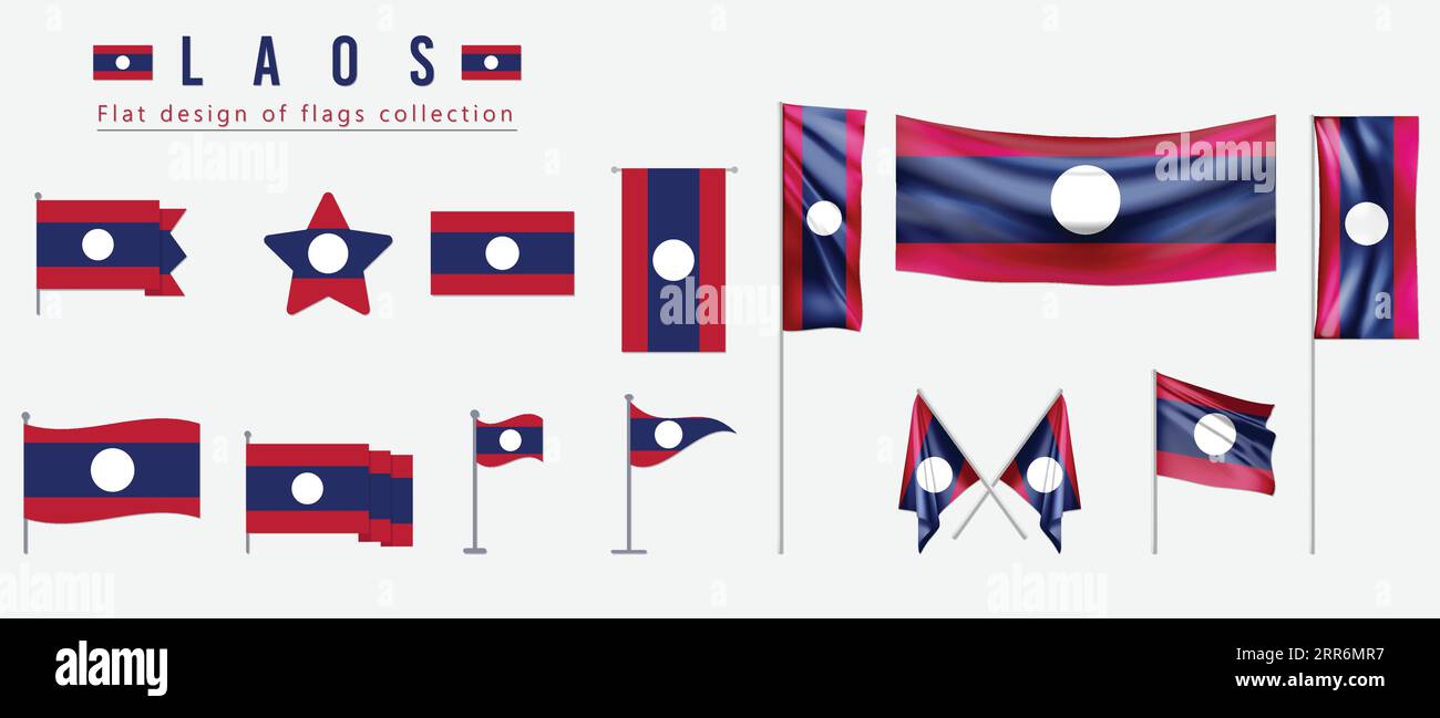 Laos flag, flat design of flags collection Stock Vector Image & Art - Alamy