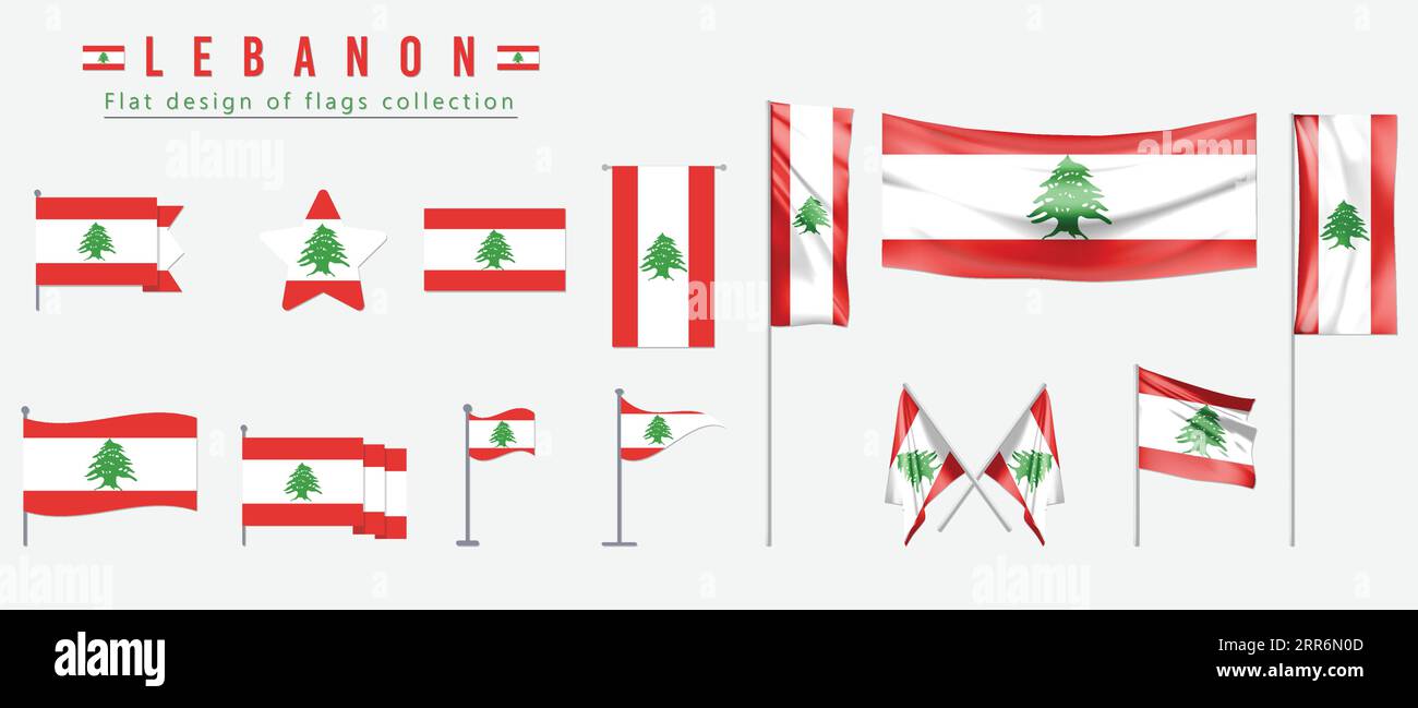 Lebanon flag, flat design of flags collection Stock Vector Image & Art ...