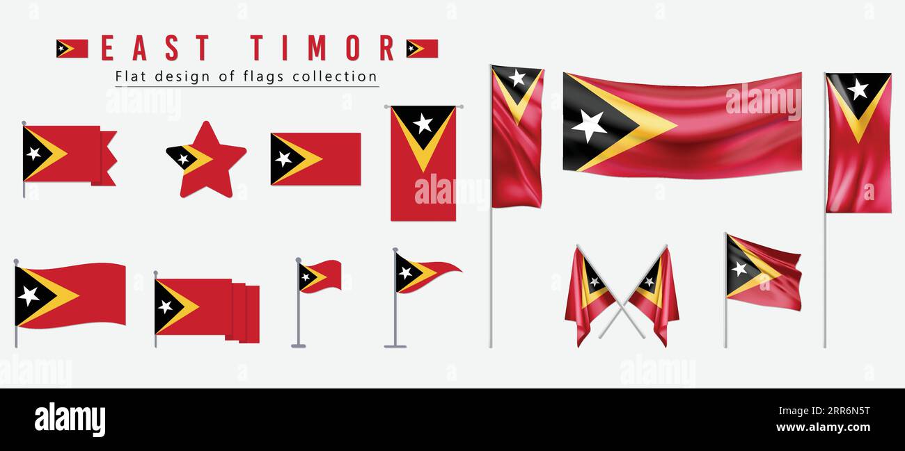 East Timor flag, flat design of flags collection Stock Vector Image ...