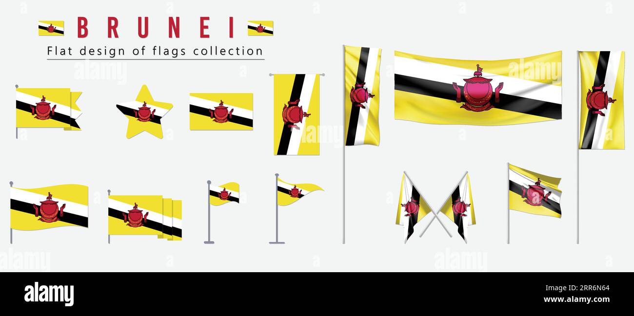 Brunei flag, flat design of flags collection Stock Vector Image & Art ...