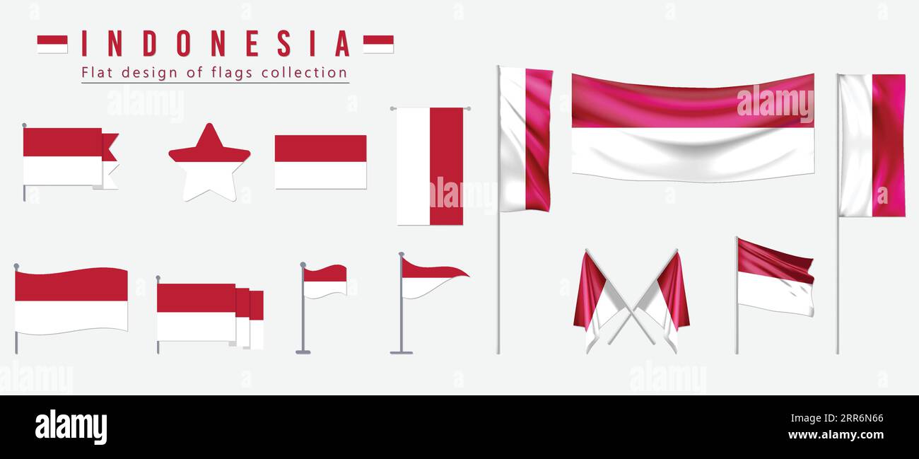 Indonesia flag, flat design of flags collection Stock Vector Image ...