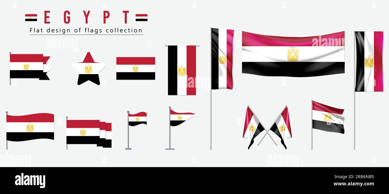 Egypt flag, flat design of flags collection Stock Vector Image & Art ...