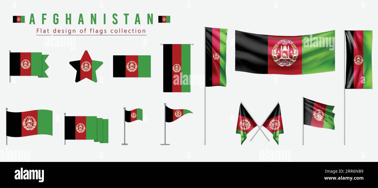 Afghanistan flag, flat design of flags collection Stock Vector Image ...