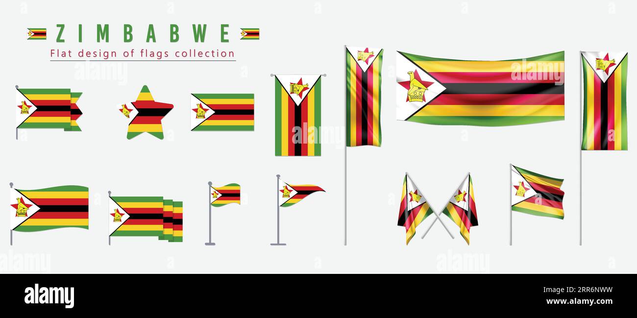 Zimbabwe flag, flat design of flags collection Stock Vector Image & Art - Alamy