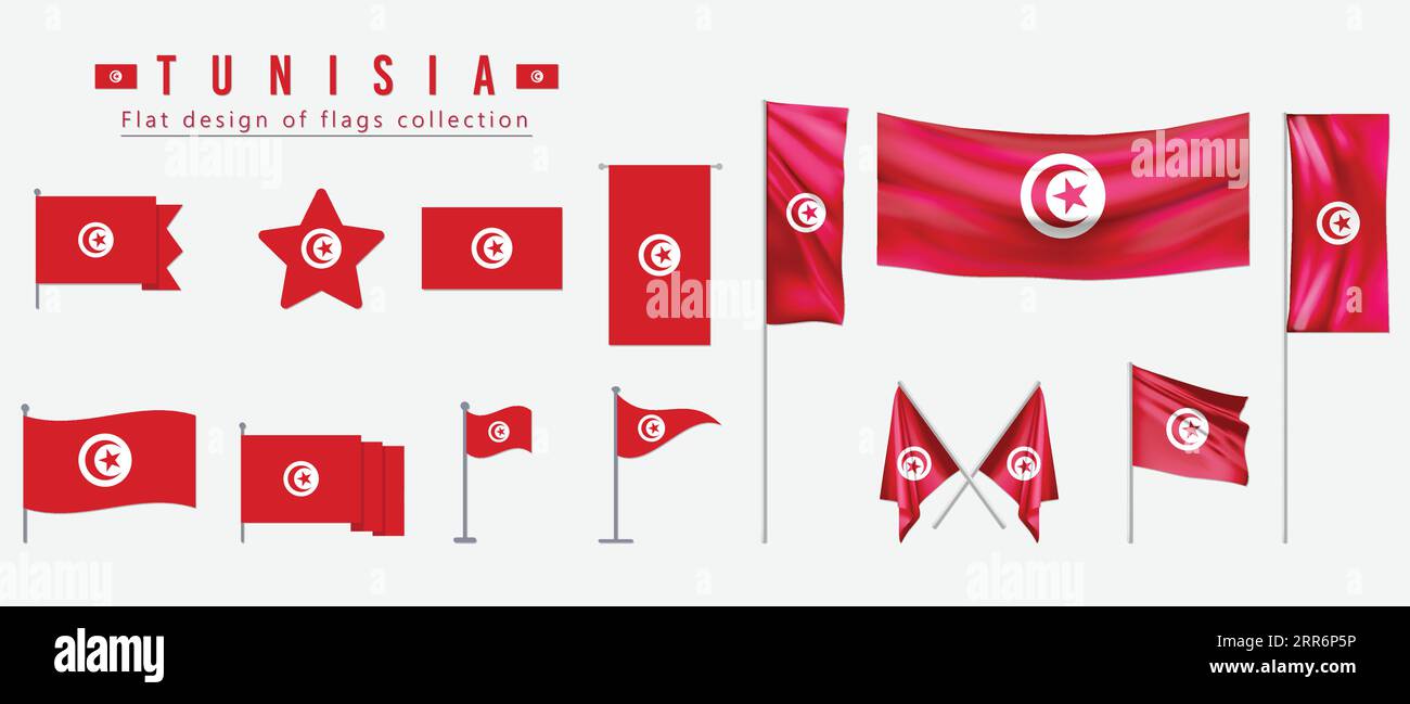Tunisia flag, flat design of flags collection Stock Vector Image & Art ...