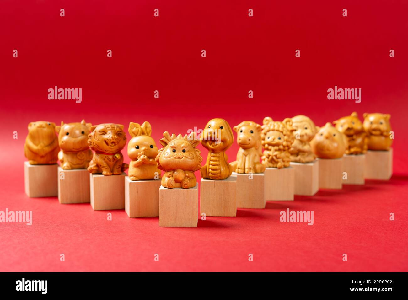 the Chinese Zodiac on red background at horizontal composition Stock ...