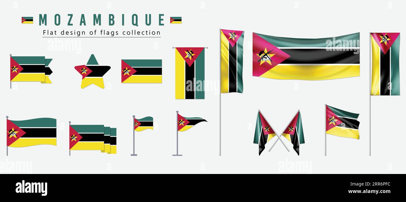Mozambique flag, flat design of flags collection Stock Vector Image ...