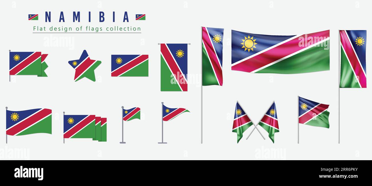 Namibia flag, flat design of flags collection Stock Vector Image & Art ...
