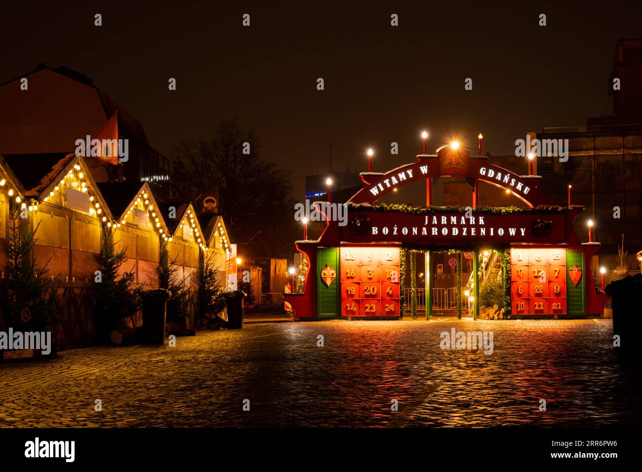 Gdansk Poland - December 2022 Traditional Christmas Market with big ...