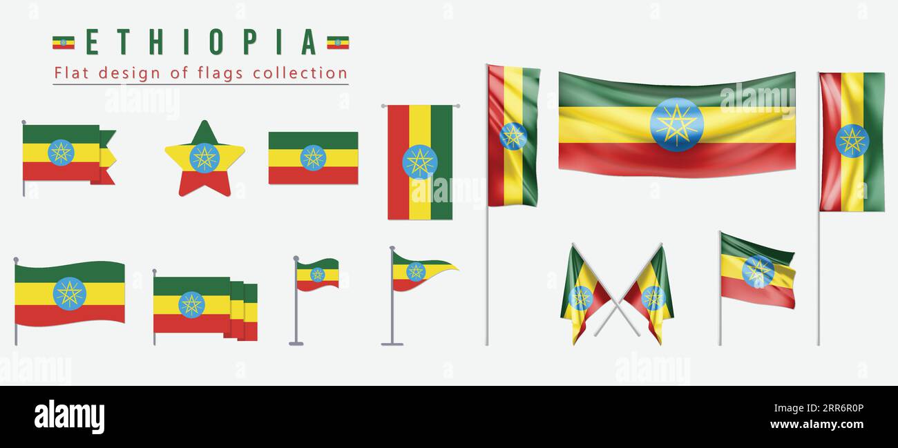 Ethiopia flag, flat design of flags collection Stock Vector Image & Art ...
