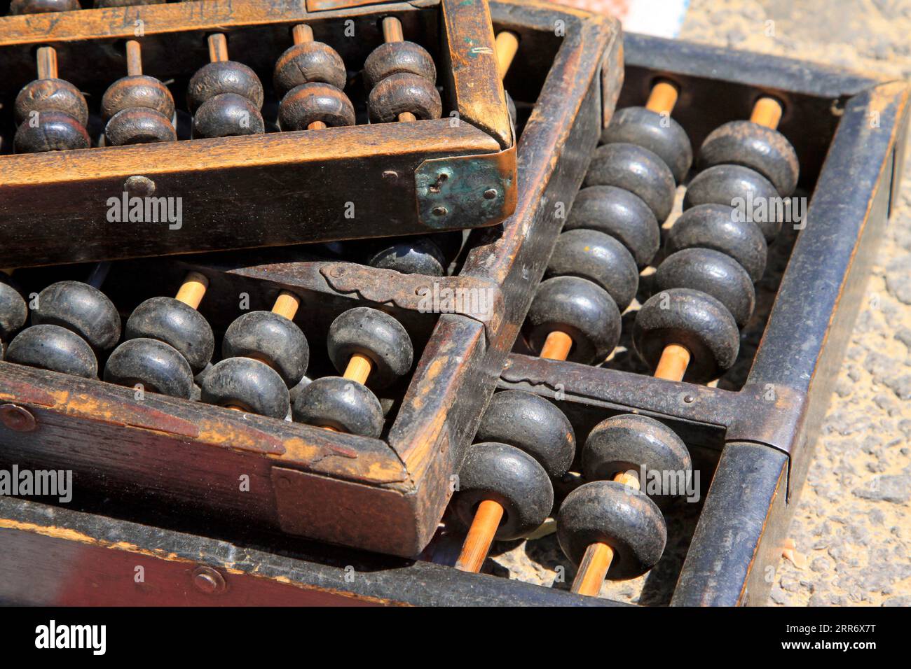 ancient chinese calculator - calculations, closeup of photo Stock Photo ...