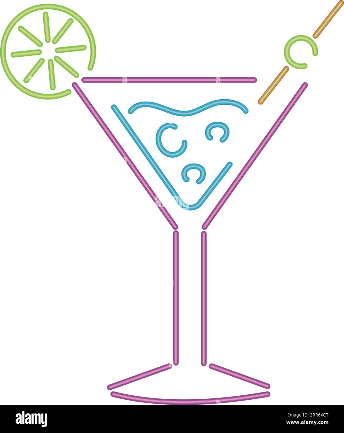 neon cocktail with lemon icon Stock Vector Image & Art - Alamy