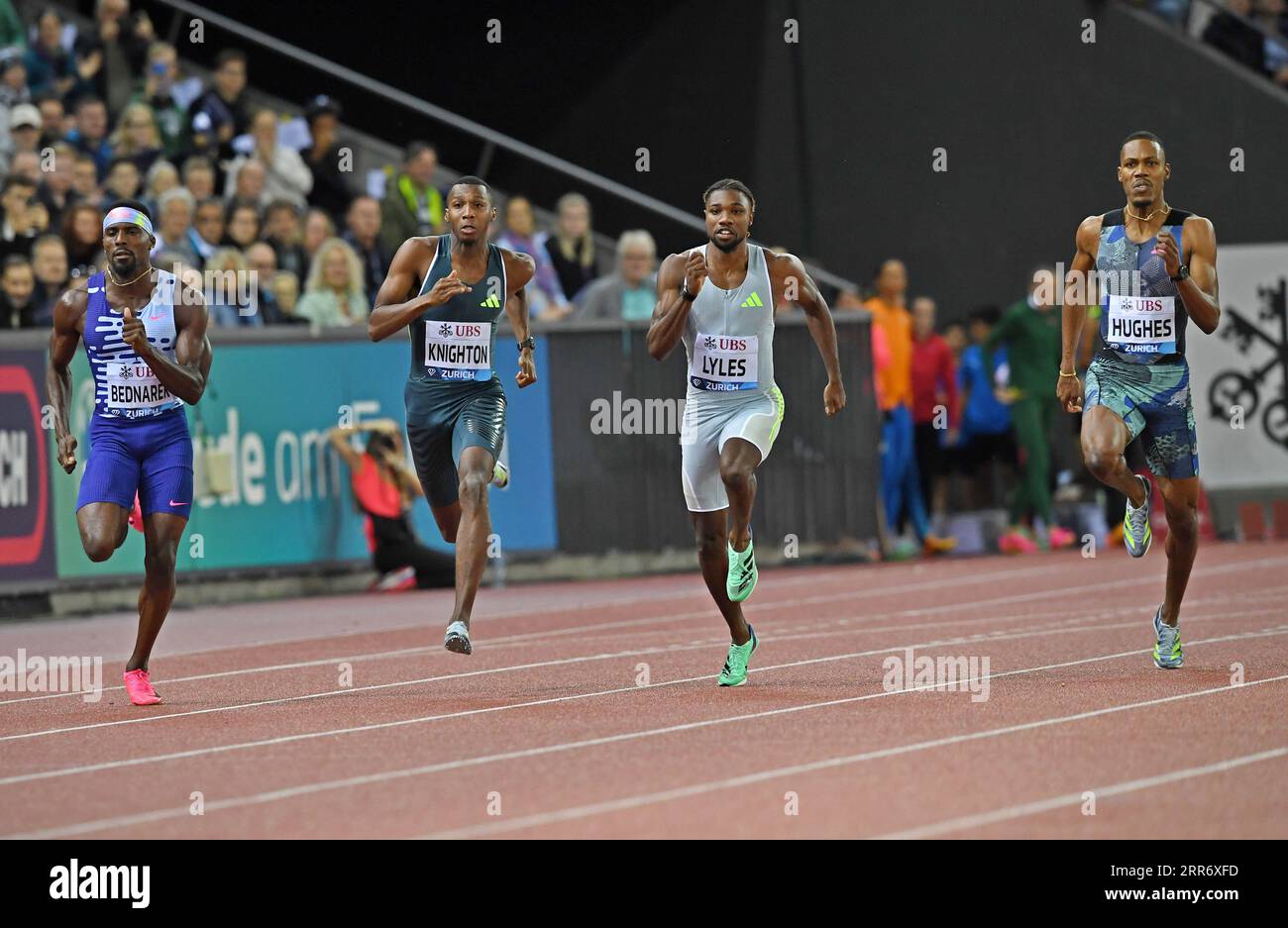 Noah Lyles (USA) wins the 200m in 19.80 during the Weltkasse Zurich at Letzigrund Stadium ...