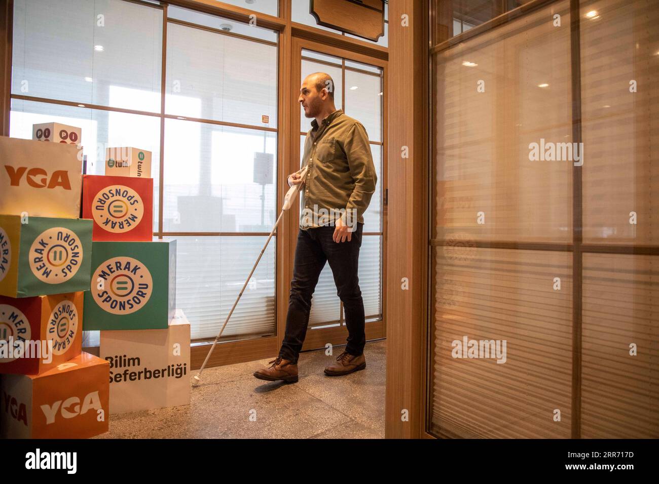 210307 -- ISTANBUL, March 7, 2021 -- Kursat Ceylan demonstrates the ...