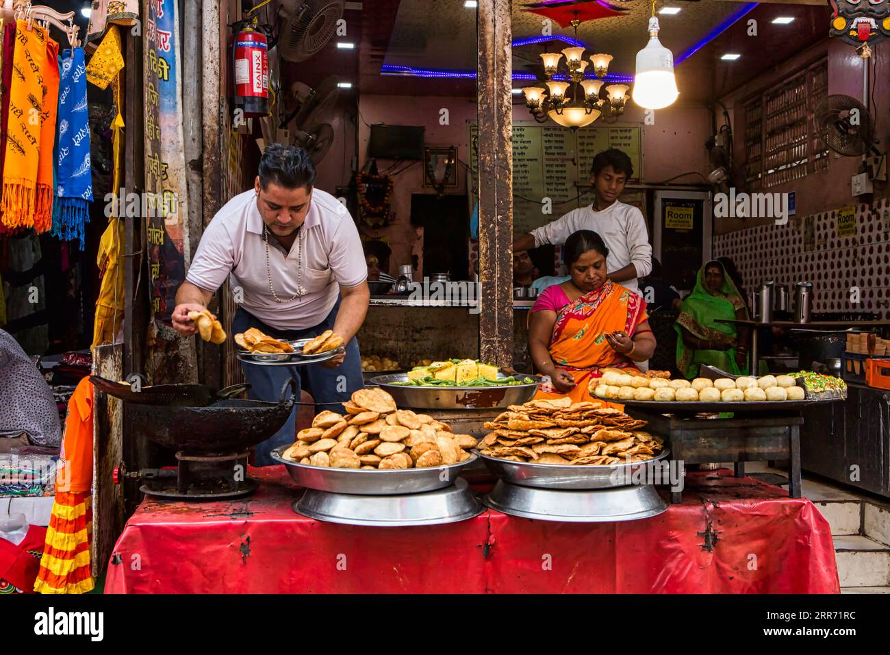 Vrindavan, Uttar Pradesh, October 18th 2019: A restaurant owner ...