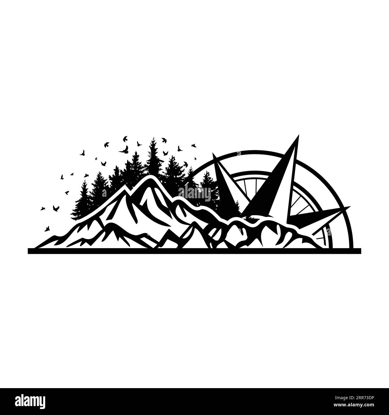 Mountains and compass logo Stock Vector Image & Art - Alamy