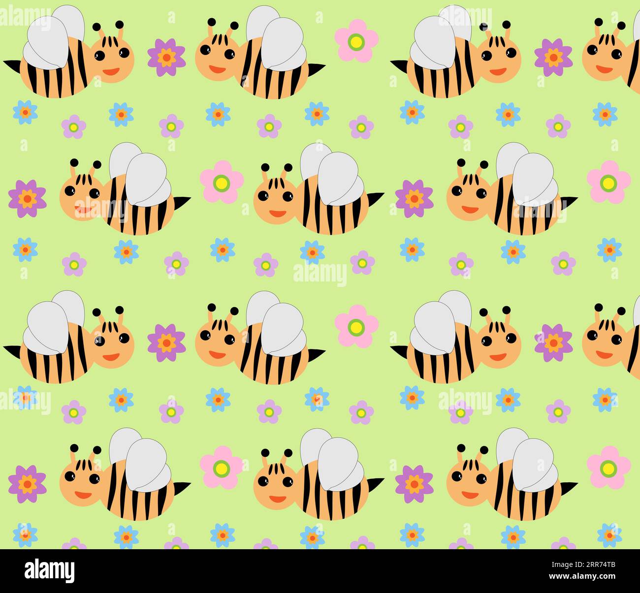 Seamless bees pattern vector Stock Vector Images - Alamy