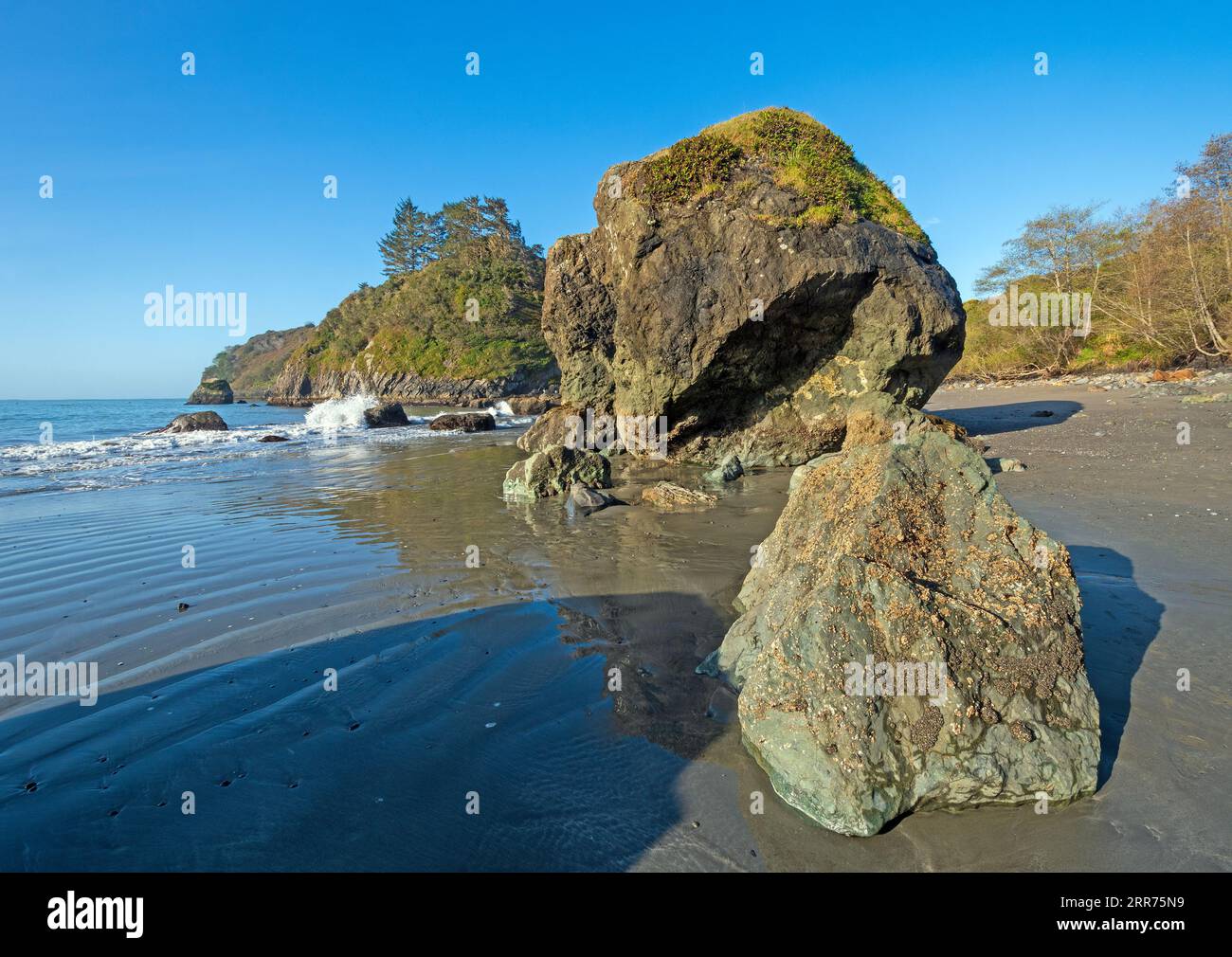Coastal Boulders in the Morning Shadows on Trinidad State Beach in ...