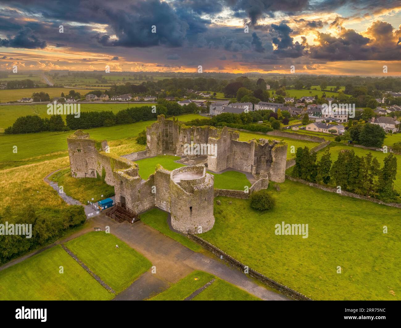 Aerial view of Roscommon castle in Ireland, Anglo Norman stronghold ...