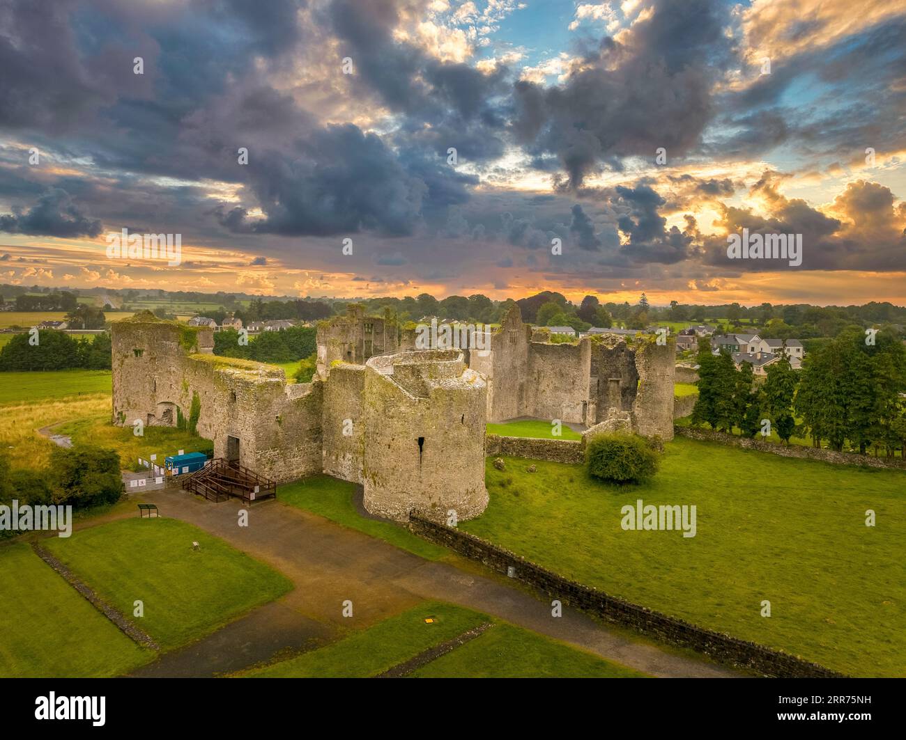 Aerial view of Roscommon castle in Ireland, Anglo Norman stronghold ...