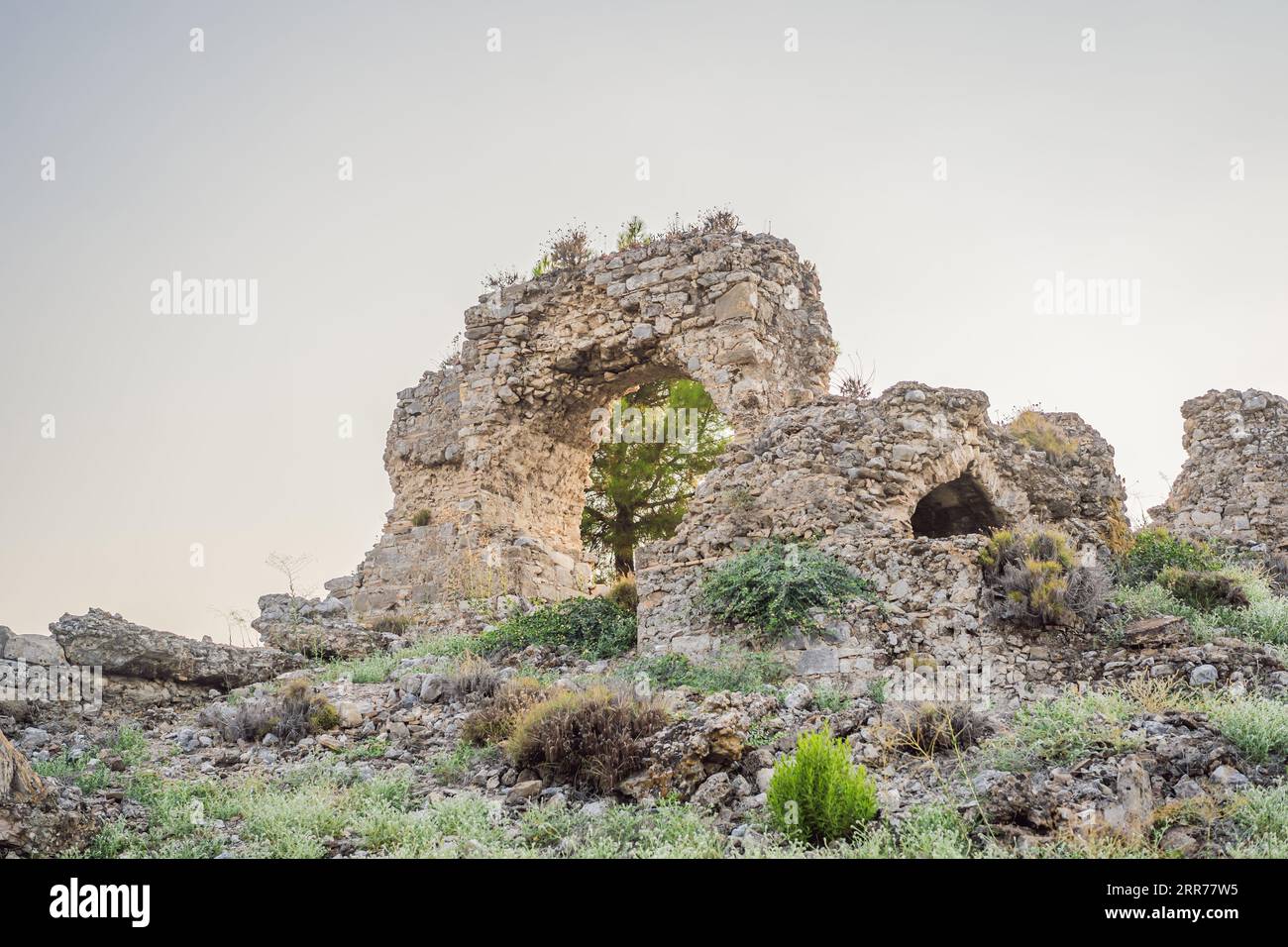 Aspendos Ancient City. Aspendos acropolis city ruins, cisterns ...