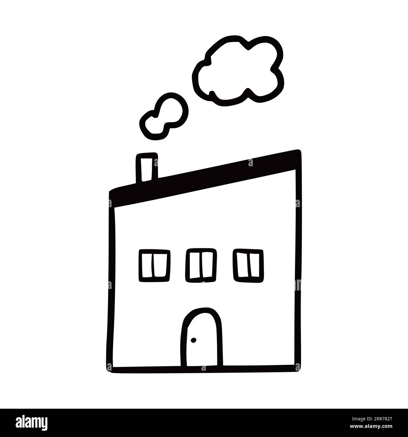 Hand drawn cute house. Doodle sketch style home. House building with ...