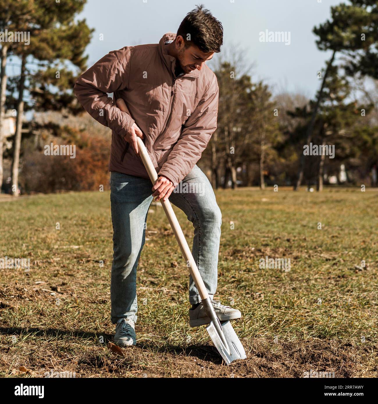 Gardener using hoe planting hi-res stock photography and images - Alamy