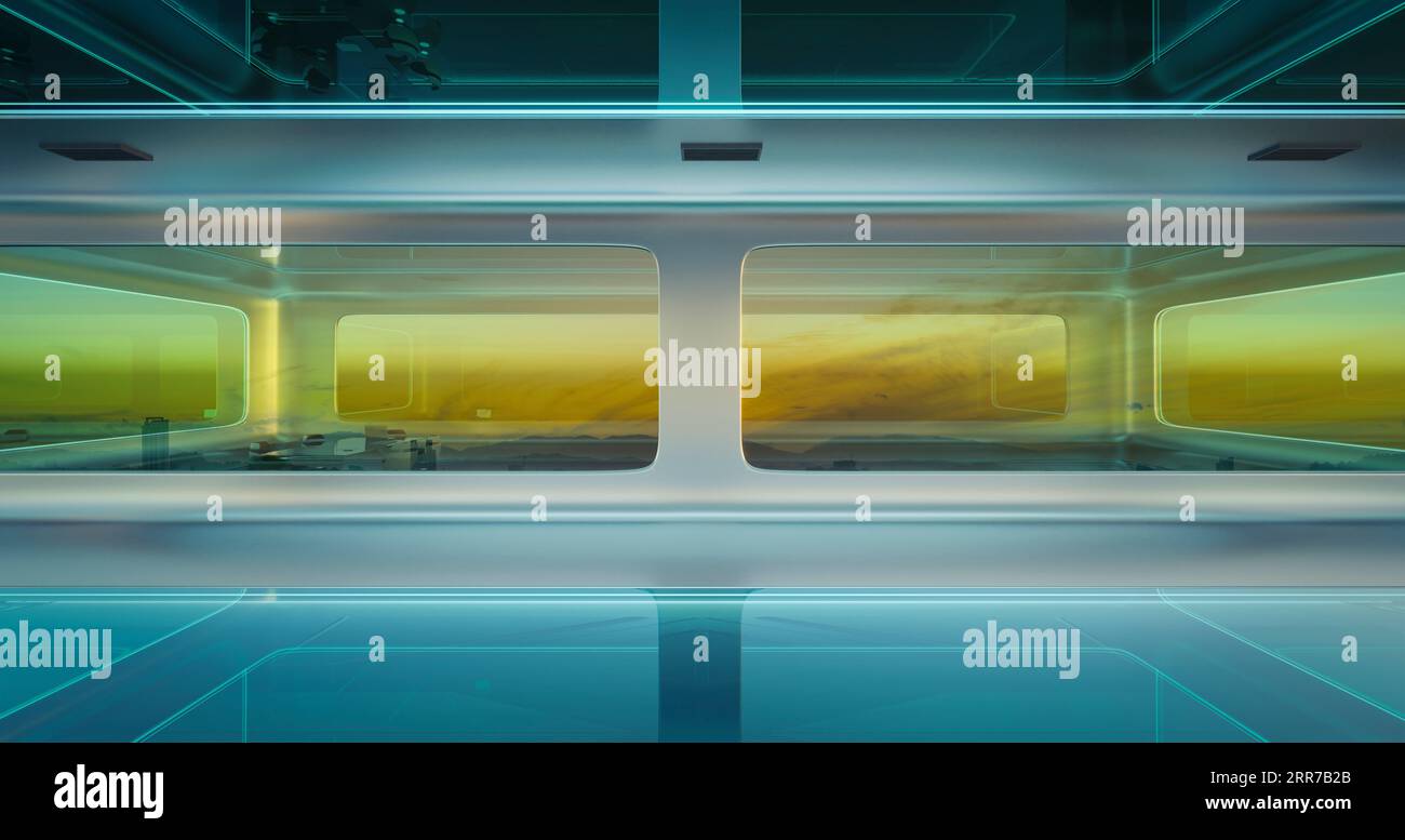 Modern sci-fi futuristic interior office design with beautiful ...