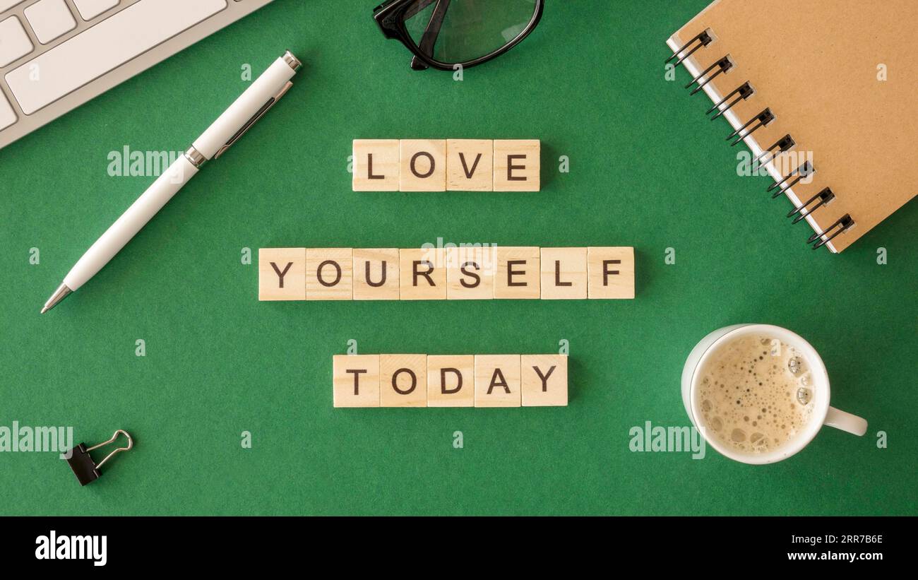 Motivational message self love concept v Stock Photo - Alamy