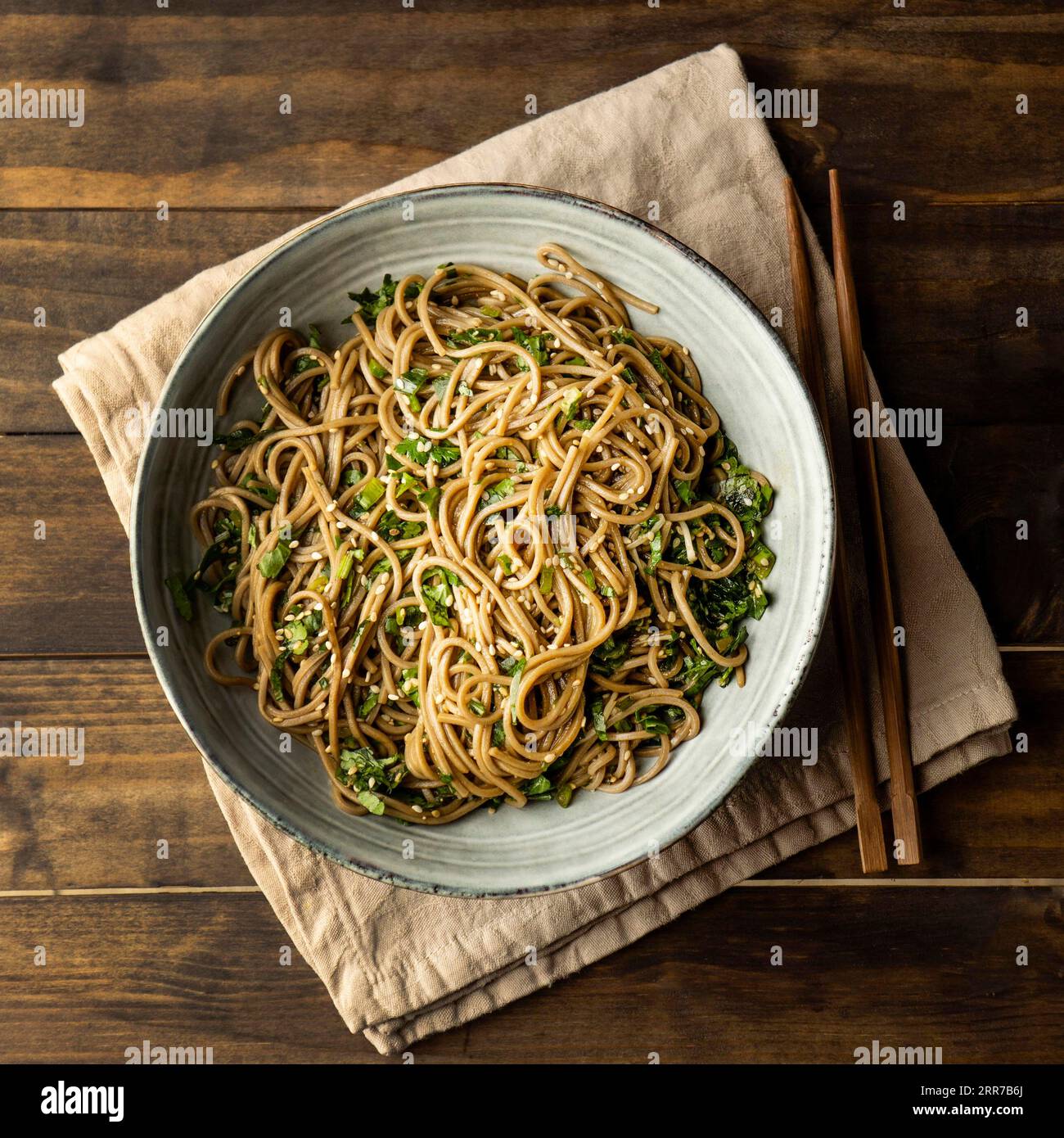 Noodles bowl composition Stock Photo - Alamy