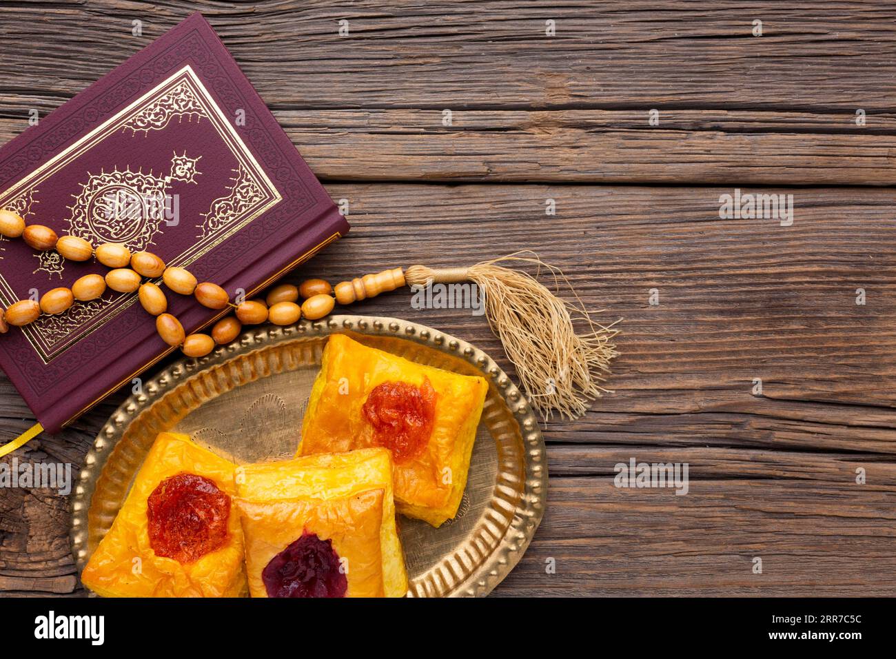 Top view islamic new year pastries Stock Photo - Alamy