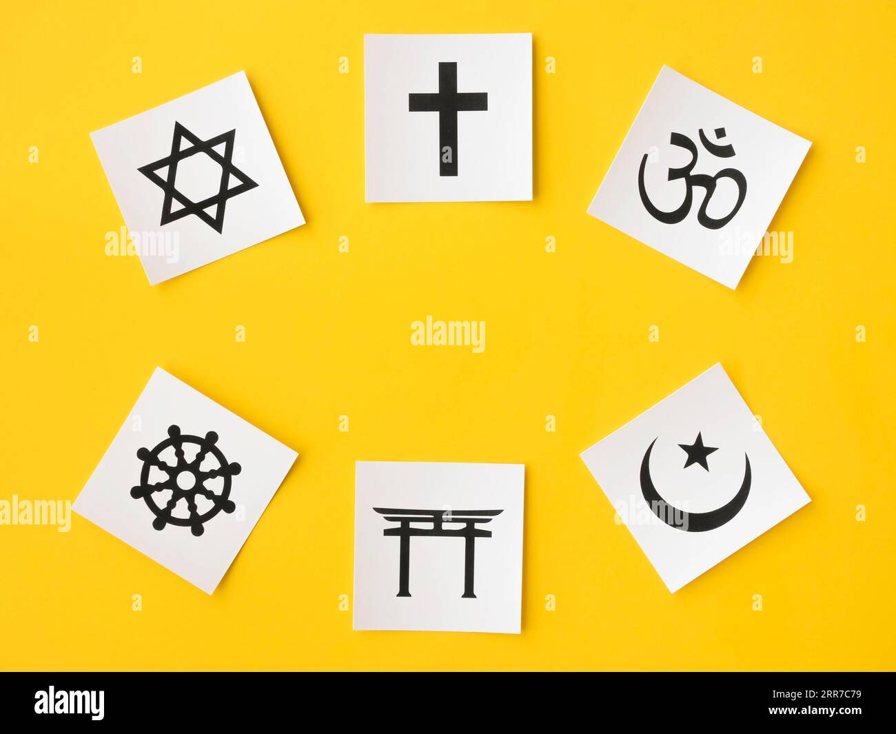 Top view religious symbols Stock Photo - Alamy