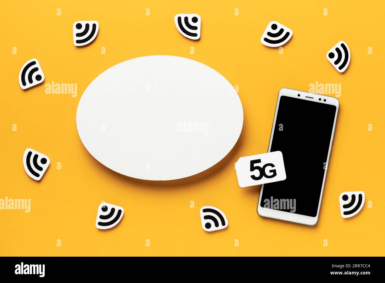 Top view wi fi symbols with smartphone sim card Stock Photo - Alamy