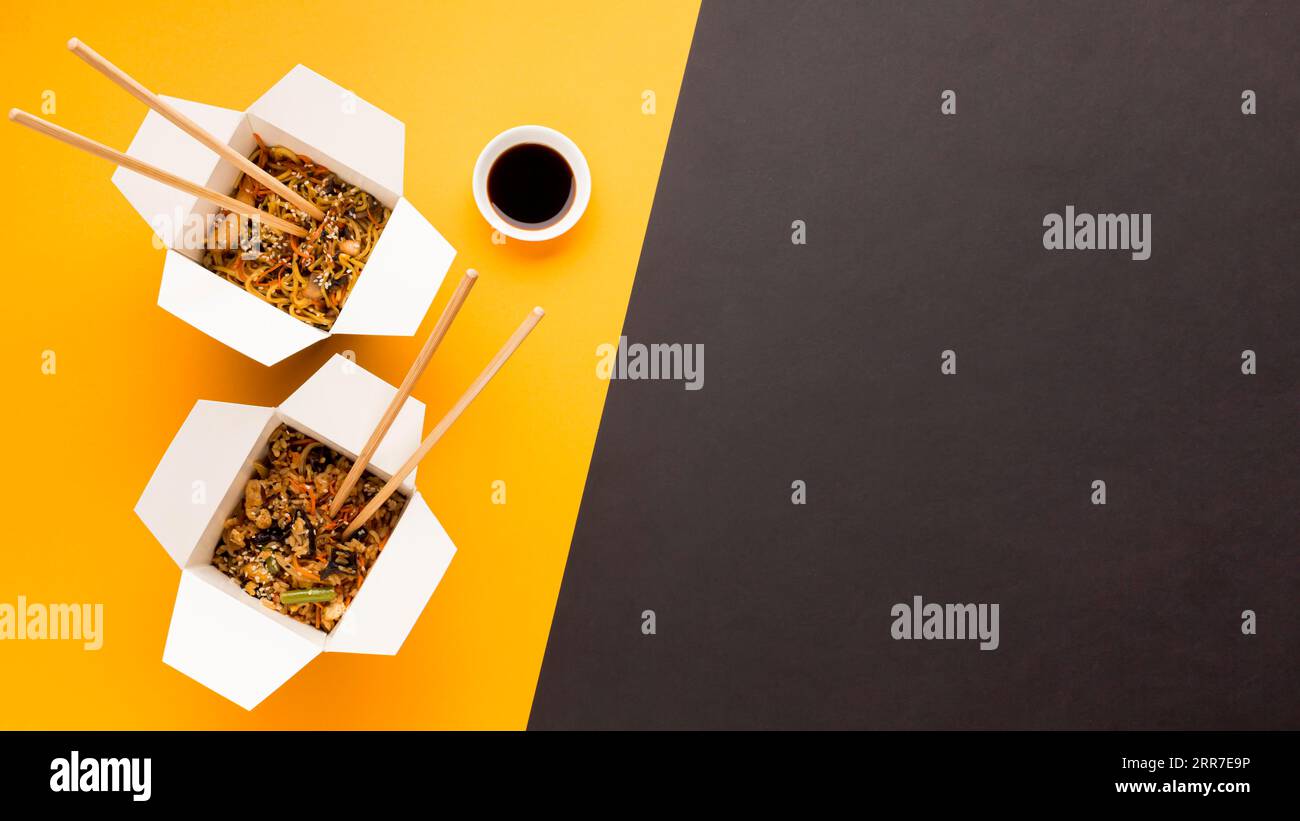 Top view asian food with soya Stock Photo - Alamy